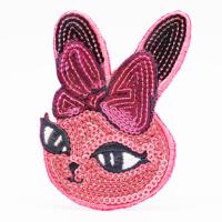 China Brand New Heart Sequin Patch Iron on Embroidery Chenille  Cute Rabbit Embroidery Patch for sale