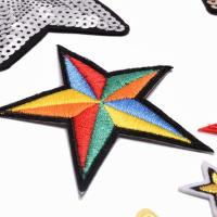 China 35PCS Computer Embroidered Label Sequin Cloth Paste Love Five-Star Patch Stage Clothing Bag Cap Accessories Embroidery Sticker for sale