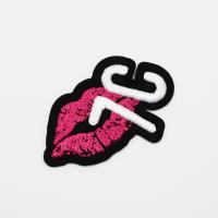 China Customized New Fashion Lip logo Small 3d Bubble Digital Embroidery Skirt Patch for sale