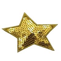 China Hot Sale Custom Small Star Pattern Gold Thread Sequin Embroidery Patch Factory Price Featuring Rhinestones Decoration PU Plastic for sale
