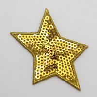 China Hot Sale Custom Small Star Pattern Gold Thread Sequin Embroidery Patch Factory Price Featuring Rhinestones Decoration PU Plastic for sale