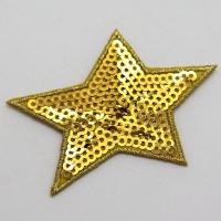 China Hot Sale Custom Small Star Pattern Gold Thread Sequin Embroidery Patch Factory Price Featuring Rhinestones Decoration PU Plastic for sale
