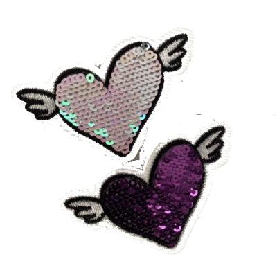 China Custom Chenille Felt Patches with Heart-Shaped Sequin Embroidery PVC Garments Logo Badges in Cartoon Style for Hat Usage for sale