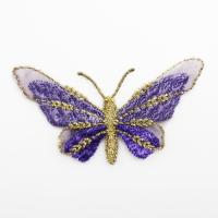 China Butterfly Shape Metallic Thread Organza Embroidery Applique Patch Customized Design for Garment Accessories Embroidered Rubber for sale