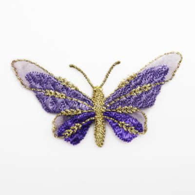 China Butterfly Shape Metallic Thread Organza Embroidery Applique Patch Customized Design for Garment Accessories Embroidered Rubber for sale
