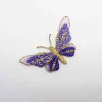 China Butterfly Shape Metallic Thread Organza Embroidery Applique Patch Customized Design for Garment Accessories Embroidered Rubber for sale