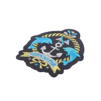 China Custom Patchs Embroidered Crew Tag Embroidered Luggage Tag Anchor Dolphin Vintage Badge for Sportswear for sale
