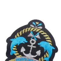 China Custom Patchs Embroidered Crew Tag Embroidered Luggage Tag Anchor Dolphin Vintage Badge for Sportswear for sale