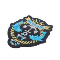 China Custom Patchs Embroidered Crew Tag Embroidered Luggage Tag Anchor Dolphin Vintage Badge for Sportswear for sale