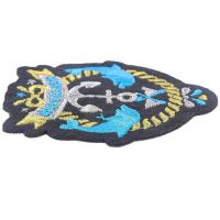 China Custom Patchs Embroidered Crew Tag Embroidered Luggage Tag Anchor Dolphin Vintage Badge for Sportswear for sale