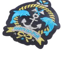 China Custom Patchs Embroidered Crew Tag Embroidered Luggage Tag Anchor Dolphin Vintage Badge for Sportswear for sale