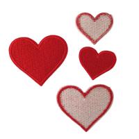 China Red Heart Embroidery Patch Embroidered Heart Badge Customized Toothbrush Embroidery Cloth for sale
