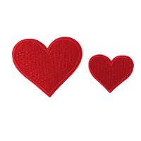 China Red Heart Embroidery Patch Embroidered Heart Badge Customized Toothbrush Embroidery Cloth for sale