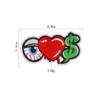 China Red Heart Embroidery Patch Embroidered Heart Badge Customized Toothbrush Embroidery Cloth for sale