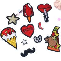 China Red Heart Embroidery Patch Embroidered Heart Badge Customized Toothbrush Embroidery Cloth for sale