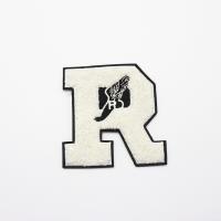 China Discount Price Gold Sequin Edge Letter Chenille Clothing Patch Embroidered Greek Letter Lace Decoration Fabric Main Material for sale