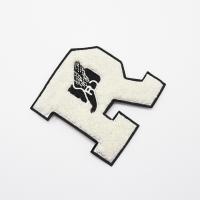 China Discount Price Gold Sequin Edge Letter Chenille Clothing Patch Embroidered Greek Letter Lace Decoration Fabric Main Material for sale