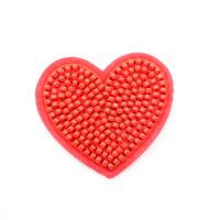 China Customized Heart Shaped Red Bead Embroidery Applique Patch Wholesale Heart Embroidered Bead Patch for sale