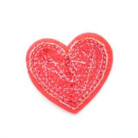 China Customized Heart Shaped Red Bead Embroidery Applique Patch Wholesale Heart Embroidered Bead Patch for sale