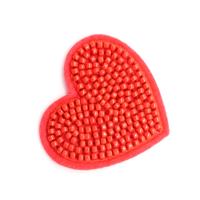 China Customized Heart Shaped Red Bead Embroidery Applique Patch Wholesale Heart Embroidered Bead Patch for sale