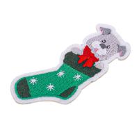 China Christmas Socks Dog Badge Safety Pin Decoration Christmas Gift Decoration Embroidery Brooch for Dress Scarves for sale