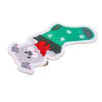 China Christmas Socks Dog Badge Safety Pin Decoration Christmas Gift Decoration Embroidery Brooch for Dress Scarves for sale