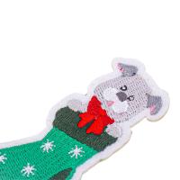 China Christmas Socks Dog Badge Safety Pin Decoration Christmas Gift Decoration Embroidery Brooch for Dress Scarves for sale