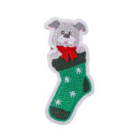 China Christmas Socks Dog Badge Safety Pin Decoration Christmas Gift Decoration Embroidery Brooch for Dress Scarves for sale