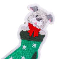 China Christmas Socks Dog Badge Safety Pin Decoration Christmas Gift Decoration Embroidery Brooch for Dress Scarves for sale