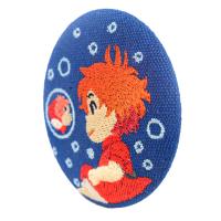 China Custom Embroidered Goldfish Cartoon Anime Badge Round Fabric Pin Badge with Lace Decoration Japanese Style for sale