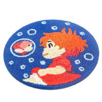 China Custom Embroidered Goldfish Cartoon Anime Badge Round Fabric Pin Badge with Lace Decoration Japanese Style for sale
