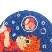 China Custom Embroidered Goldfish Cartoon Anime Badge Round Fabric Pin Badge with Lace Decoration Japanese Style for sale