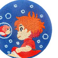 China Custom Embroidered Goldfish Cartoon Anime Badge Round Fabric Pin Badge with Lace Decoration Japanese Style for sale
