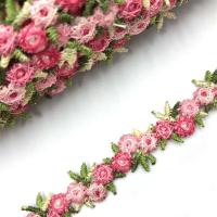 China High-Grade 2cm Eco-Friendly Polyester Embroidered Lace Fabric Water-Soluble French Style Decorative Barcode Lace Fabrics for sale