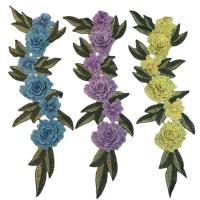 China Water-Soluble Embroidery a Pair 3D Embroidery Long Floral Cloth Sticker Dress Patch for sale