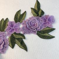 China Water-Soluble Embroidery a Pair 3D Embroidery Long Floral Cloth Sticker Dress Patch for sale