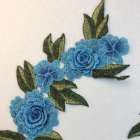 China Water-Soluble Embroidery a Pair 3D Embroidery Long Floral Cloth Sticker Dress Patch for sale