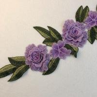 China Water-Soluble Embroidery a Pair 3D Embroidery Long Floral Cloth Sticker Dress Patch for sale