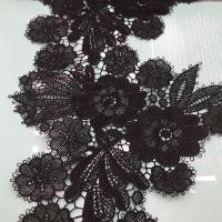 China Customized Black Embroidery Bridal Lace Fabric with Beads for Wedding Decorated Clothing Patch for sale