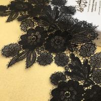 China Customized Black Embroidery Bridal Lace Fabric with Beads for Wedding Decorated Clothing Patch for sale