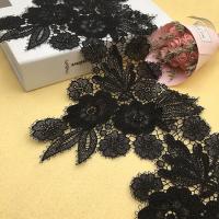 China Customized Black Embroidery Bridal Lace Fabric with Beads for Wedding Decorated Clothing Patch for sale