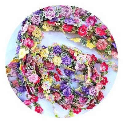 China 2cm 3D Embroidery Water-Soluble Lace Section Dyeing Line Diy Handmade Headwear Decoration Accessories Lace Clothing Patch for sale