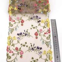 China Embroidery Lace  3D Embroidery Colorful Flowers Gauze Embroidery Underwear Labels Fabric Clothing Tags Patches for sale