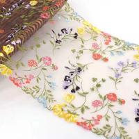China Embroidery Lace  3D Embroidery Colorful Flowers Gauze Embroidery Underwear Labels Fabric Clothing Tags Patches for sale