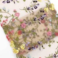 China Embroidery Lace  3D Embroidery Colorful Flowers Gauze Embroidery Underwear Labels Fabric Clothing Tags Patches for sale