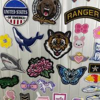 China Fashion Design 3D Flock Adhesive Patches Eco-Friendly Embroidered Fabric with Beads and PU Plastic Main Material for sale