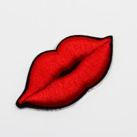 China Free and Oppressed Fashion Lip Jeans Accessories Patches /Red Lip Embroidery 3D Puff Patches for sale