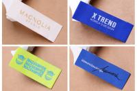 China Design Your Custom Brand Name Printing Organic Cotton Fabric Tag Clothing Labels Linen Clothing Labels for sale