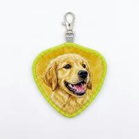 China Customized Eco-Friendly Rubber Silk Screen Printed Rectangular Hanging Ring Embroidery Keychain for sale