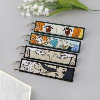 China Popular Anime Double-Sided Stainless Steel Plush Keychain with Embroidery for Motorcycle & Car Use for sale